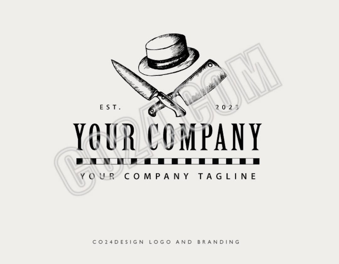 Butcher Logo, Vintage Style Pre-made Logo, Meat Market Logo, Hand Drawn ...
