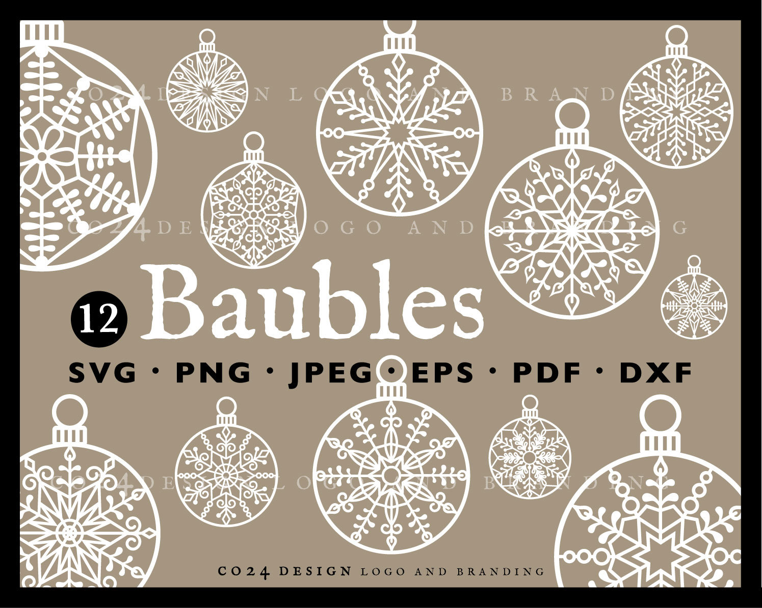 Christmas Bauble SVG Bundle, Vintage Digital Baubles, Ornate Bauble ...
