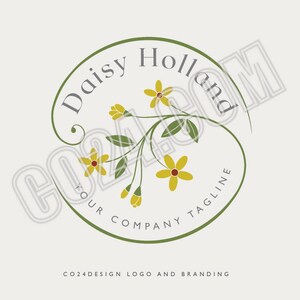 Flower Wreath Logo, Floral Logo, Botanical Logo, Pre Made Minimalist ...
