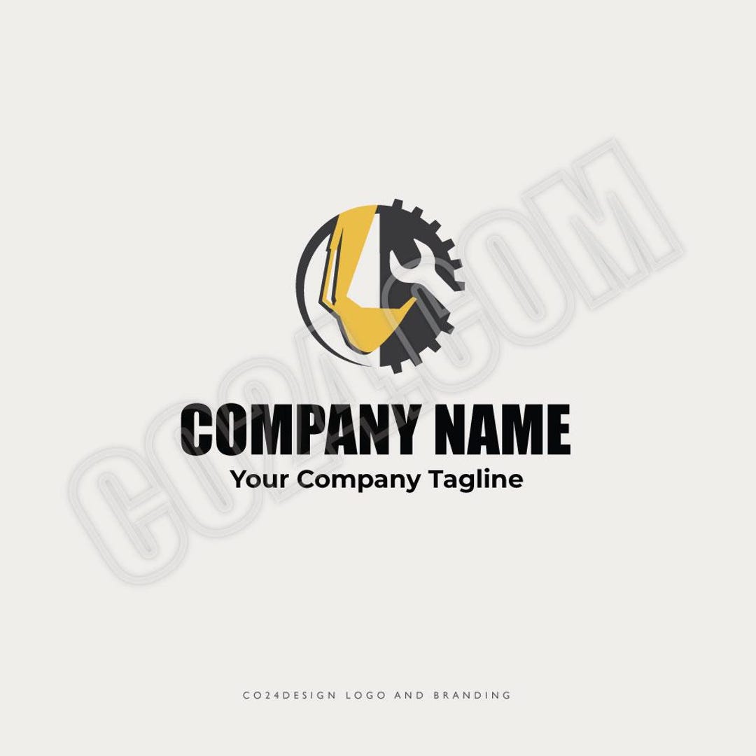 Excavator Repair Logo, Digger Service Logo, Machine Maintenance Logo ...