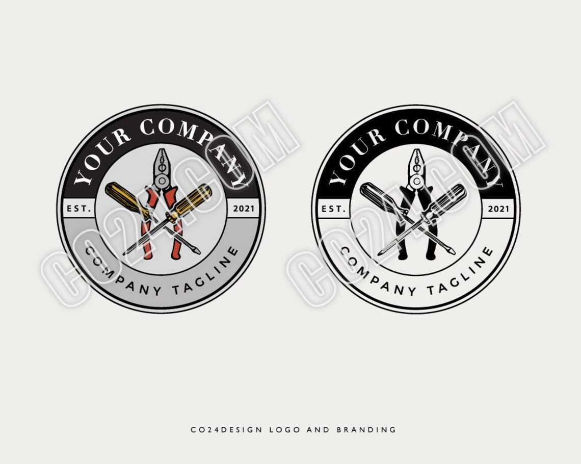 Handyworker Logo Electrician Pre-made Logo Vintage Style - Etsy