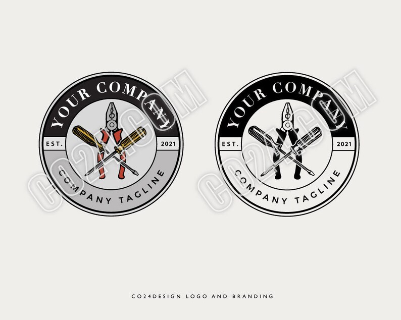 Handyworker Logo Electrician Pre-made Logo Vintage Style - Etsy