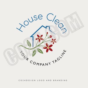 Floral House Cleaning Logo: Housekeeper Services Branding (eps, Jpeg ...