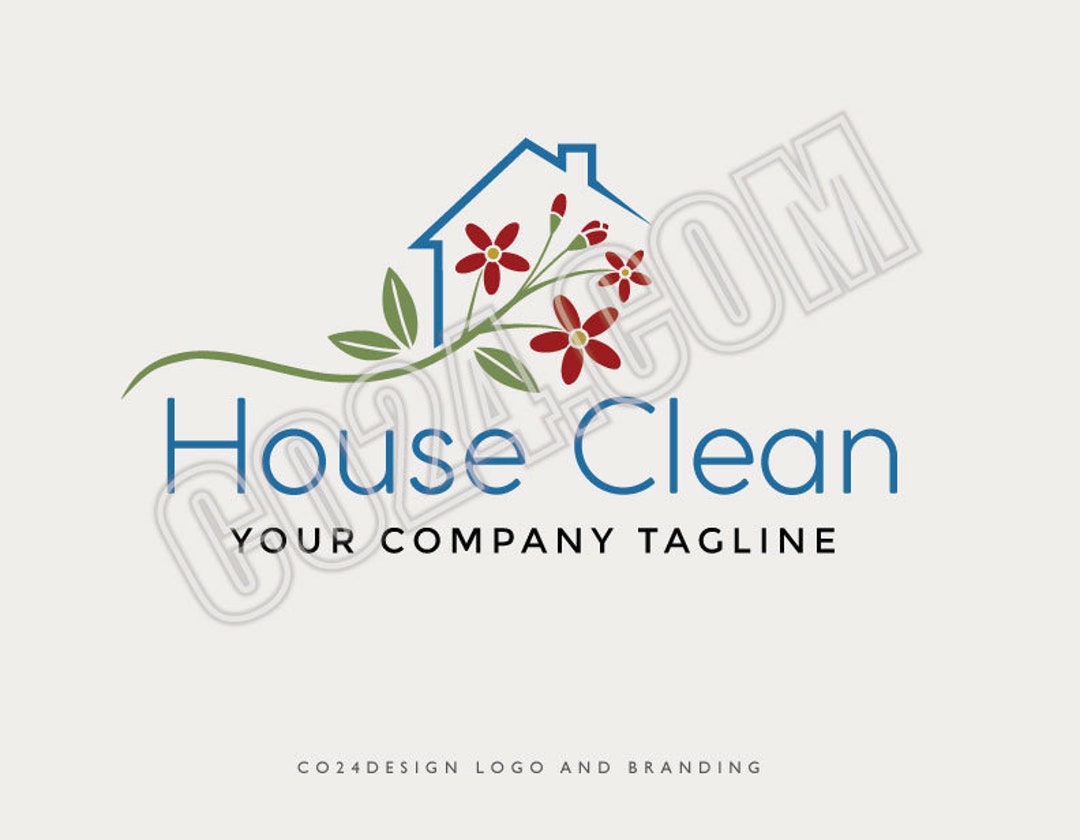 Home Cleaning Logo, Housekeeper Logo, Maid Logo, Clean Logo, Floral ...