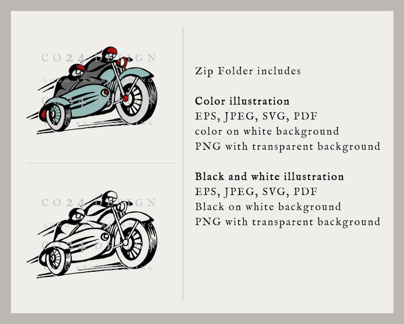 Sidecar Racing Illustration Motorcycle and Sidecar Art | Etsy