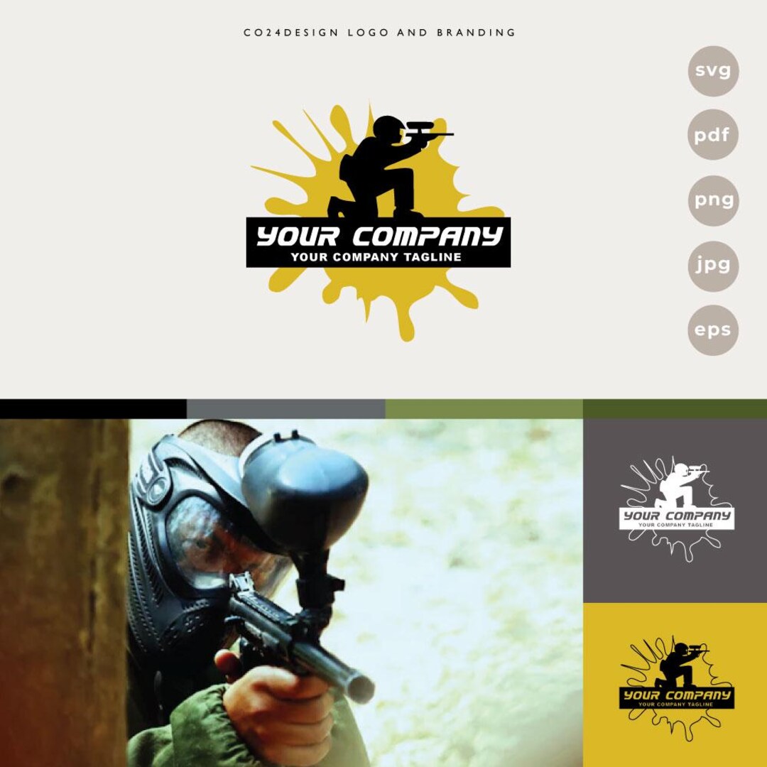 Paintball Activity Logo, Paintballing Adventure Branding Design (eps ...