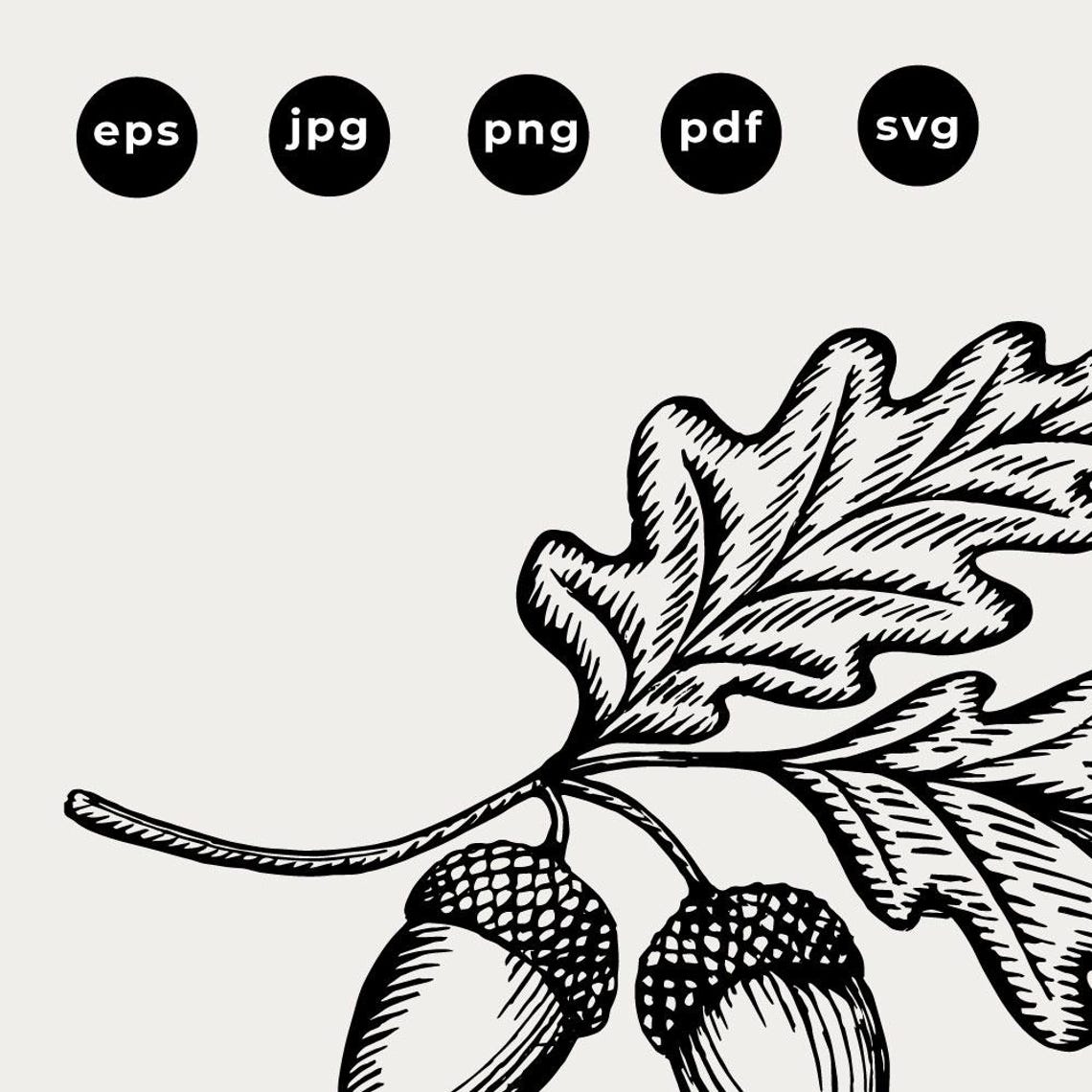 Oak Leaf Acorn Logo: Botanical Brand Design (eps, Svg, Jpeg, Pdf, Png ...