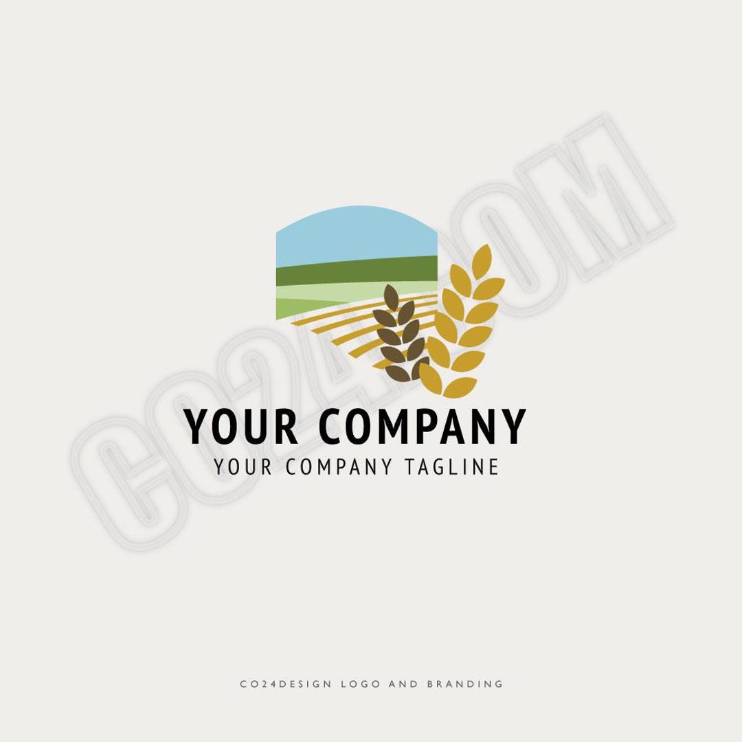 Farming Fields Logo, Family Farm Pre-made Logo, Agricultural Logo ...
