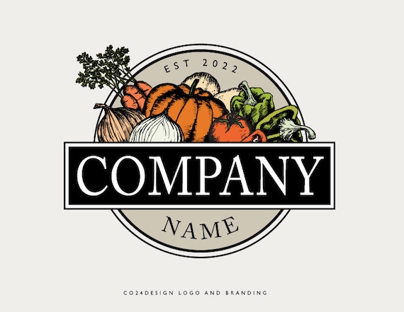 Vegetable Farmers Logo Farmers Market Logo Organic Farming | Etsy
