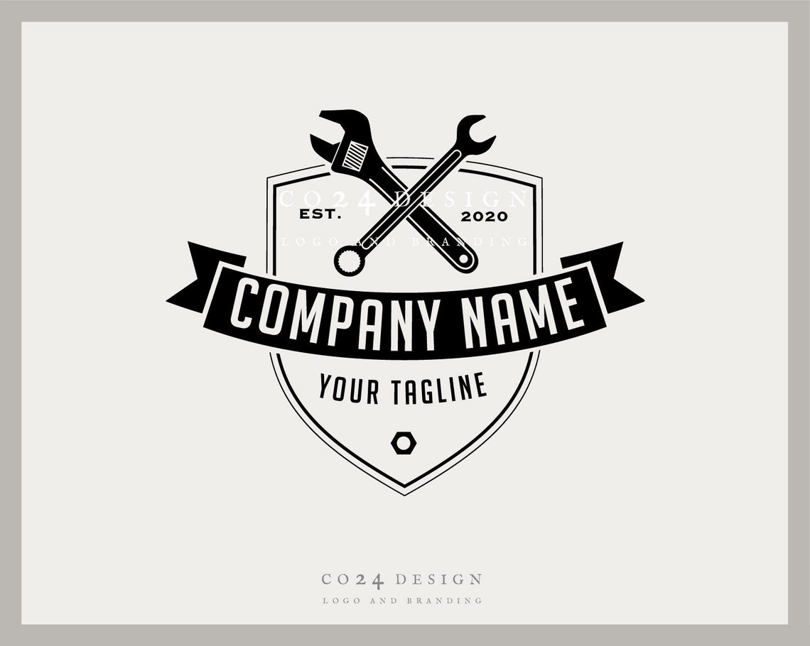 Auto Repair Shop Logo Motor Mechanics Vintage Style Pre-made - Etsy