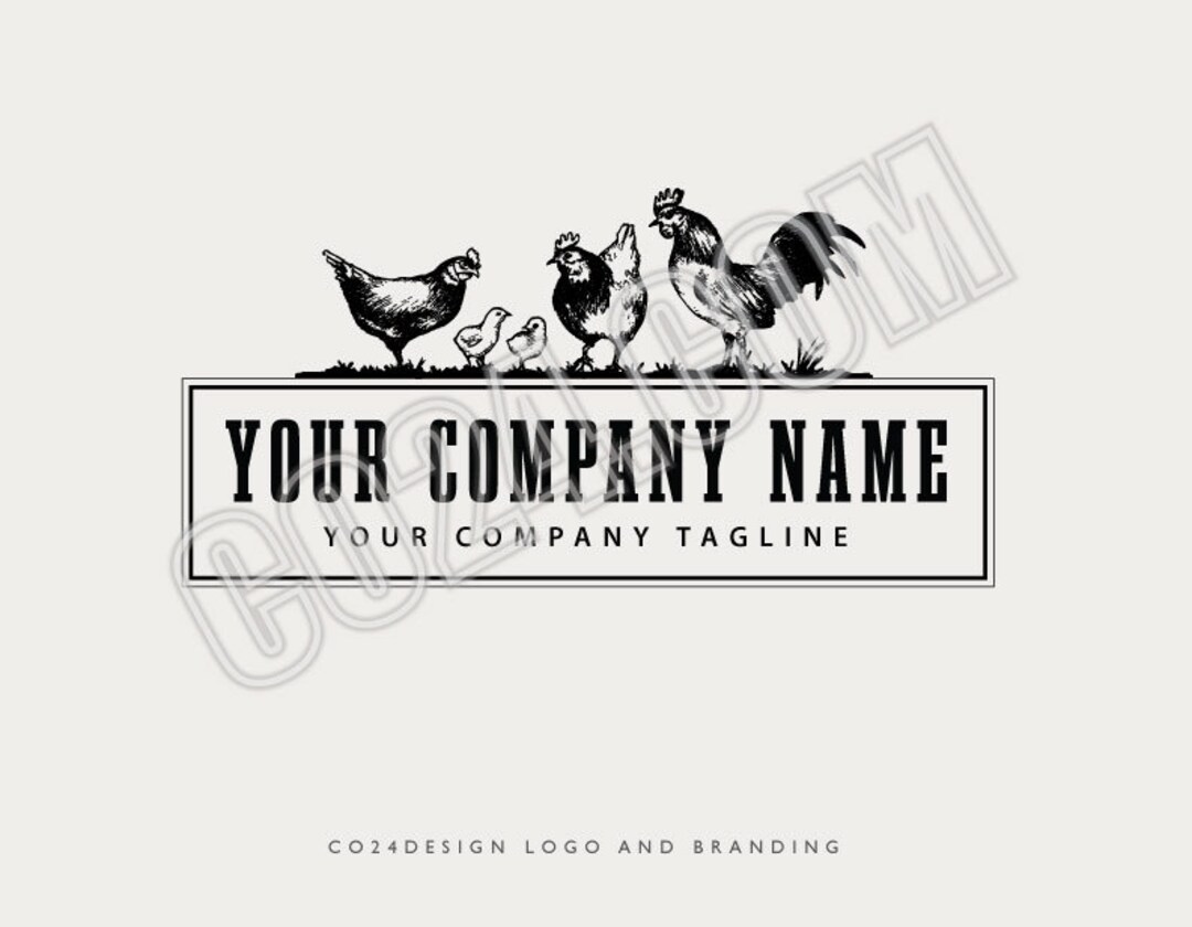 Chickens Logo Design, Vintage Style Hens Logo, Free Range Eggs Logo ...