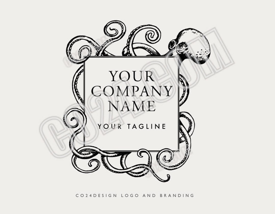 Octopus Logo, Fishmongers Sign, Hand Drawn Illustration, Pre-made ...