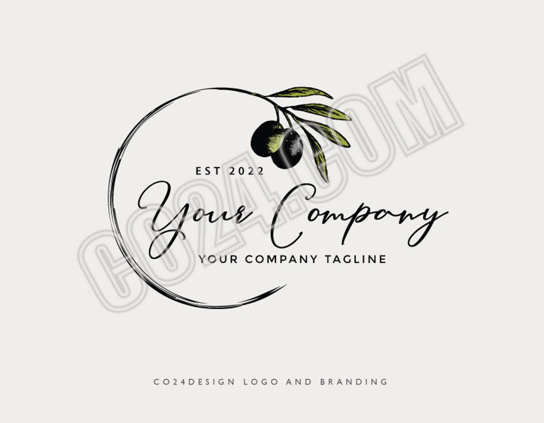 Olive Branch Logo, Vintage Style Premade Logo, Olive Products Logo ...