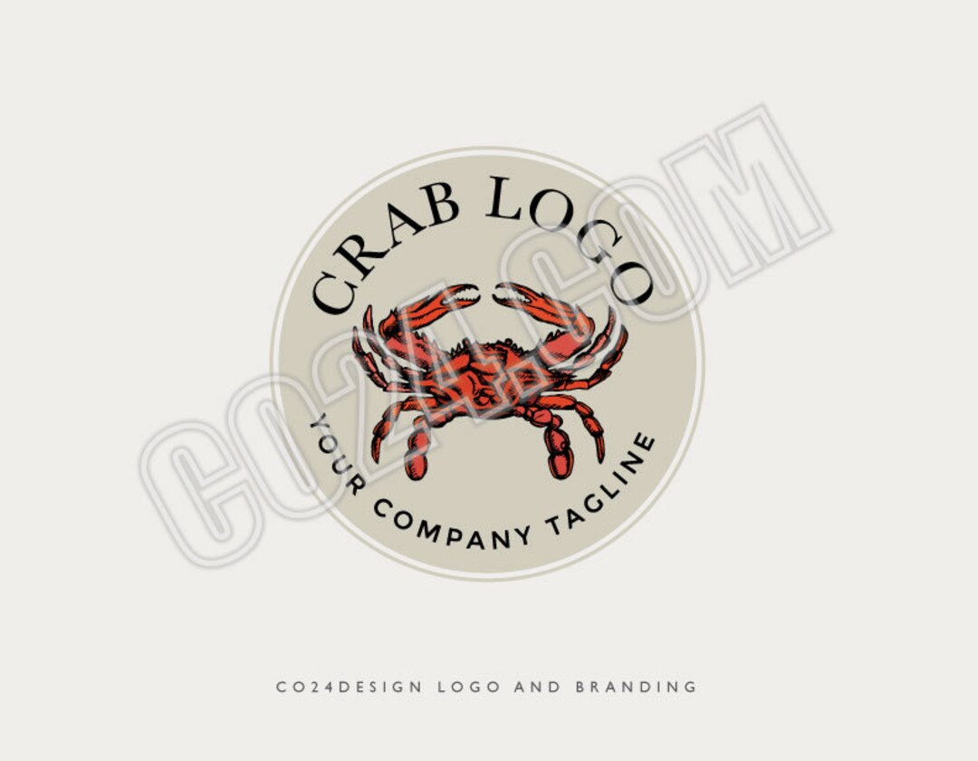 Crab Logo, Vintage Style Pre-made Logo, Restaurant Logo, Marine Life ...