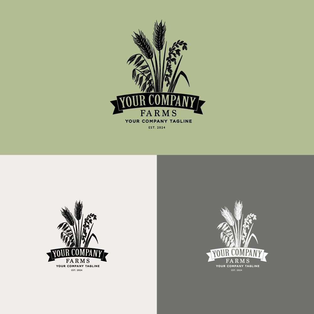 Farm Crops Logo: Custom Farming Logo Design (eps, Svg, Jpeg, Pdf, Png ...