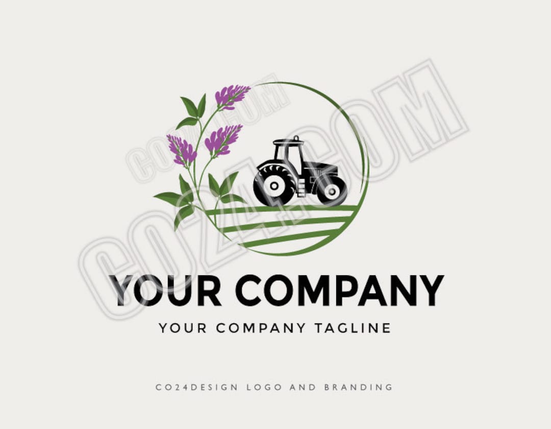 Alfalfa Tractor Farming Logo, Premade Alfalfa Farm Logo, Tractor Logo ...
