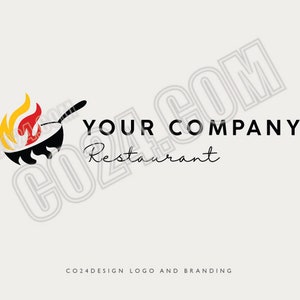 Wok Cooking Logo, Flaming Wok, Pre Made Restaurant Logo, Stir-fry ...