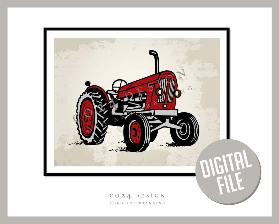 Tractor Wall Art, Digital Tractor Poster Print, Vintage Decor, Vintage ...