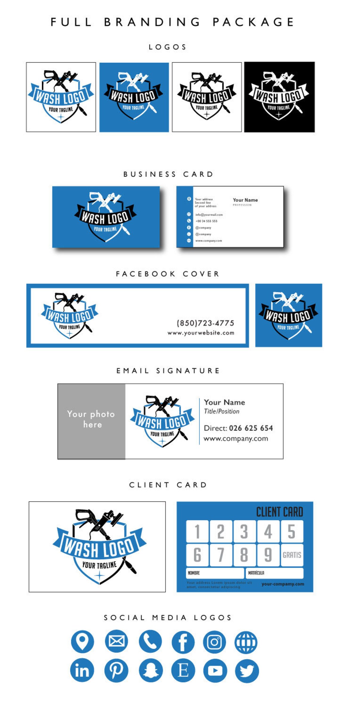 Car Wash Logo Auto Cleaning Shield Logo Auto Cleaning | Etsy