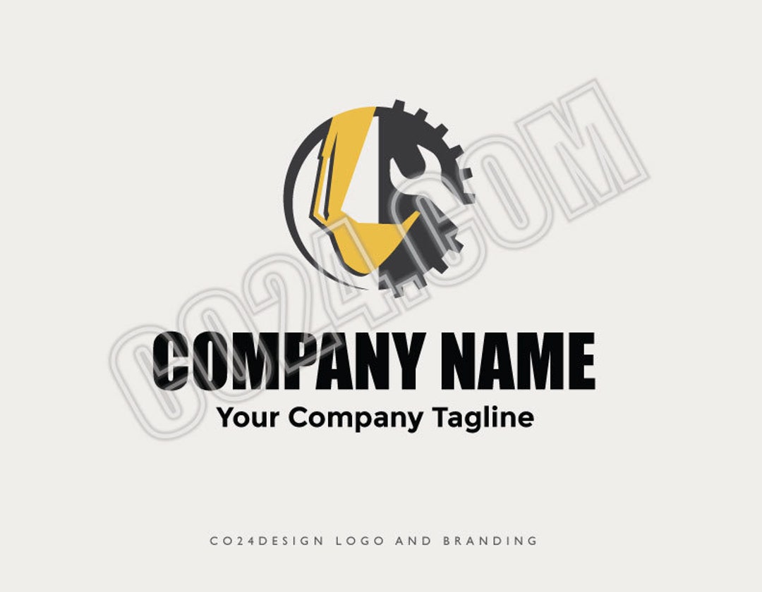 Excavator Repair Logo, Digger Service Logo, Machine Maintenance Logo ...