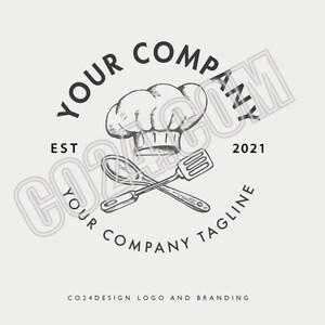 Chef Utensils Logo, Restaurant Premade Logo, Chef Hat, Toque, Cooking ...