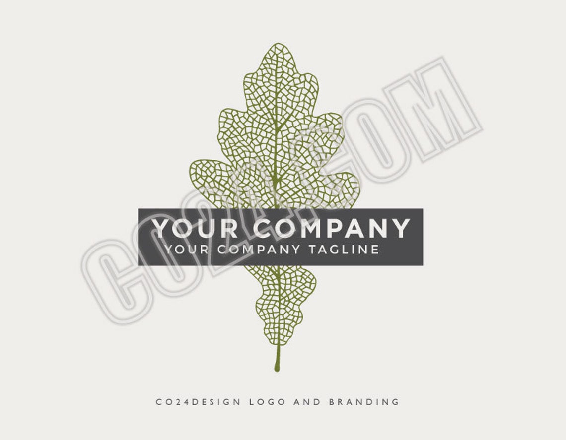 Oak Leaf Skeleton Logo Acorn Logo Botanical Logo Woodland - Etsy
