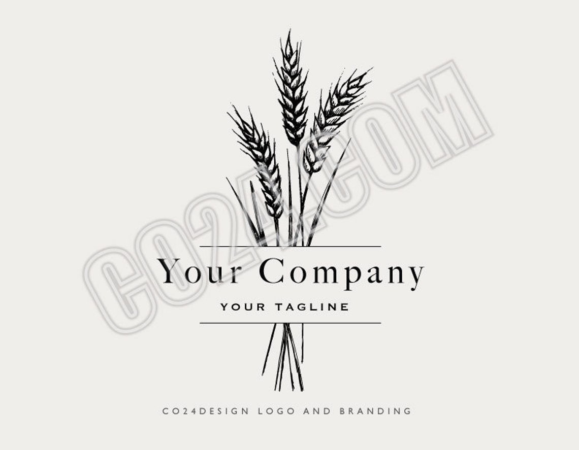 Wheat Pre-made Logo Design, Hand Drawn Wheat Illustration, Bakers Logo ...
