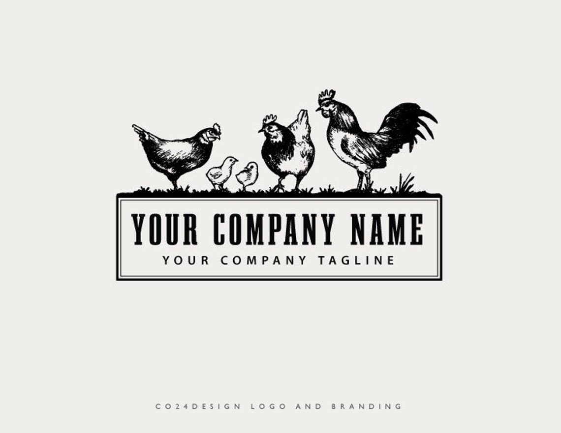 Chickens Logo Design Vintage Style Hens Logo Free Range Eggs - Etsy
