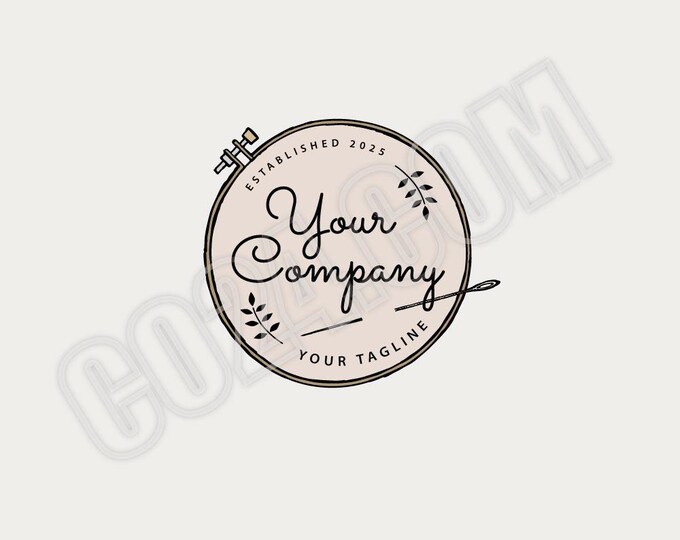 Needle and Thread Logo, Sewing Heart Logo, Vintage Stitching Logo, Hand ...