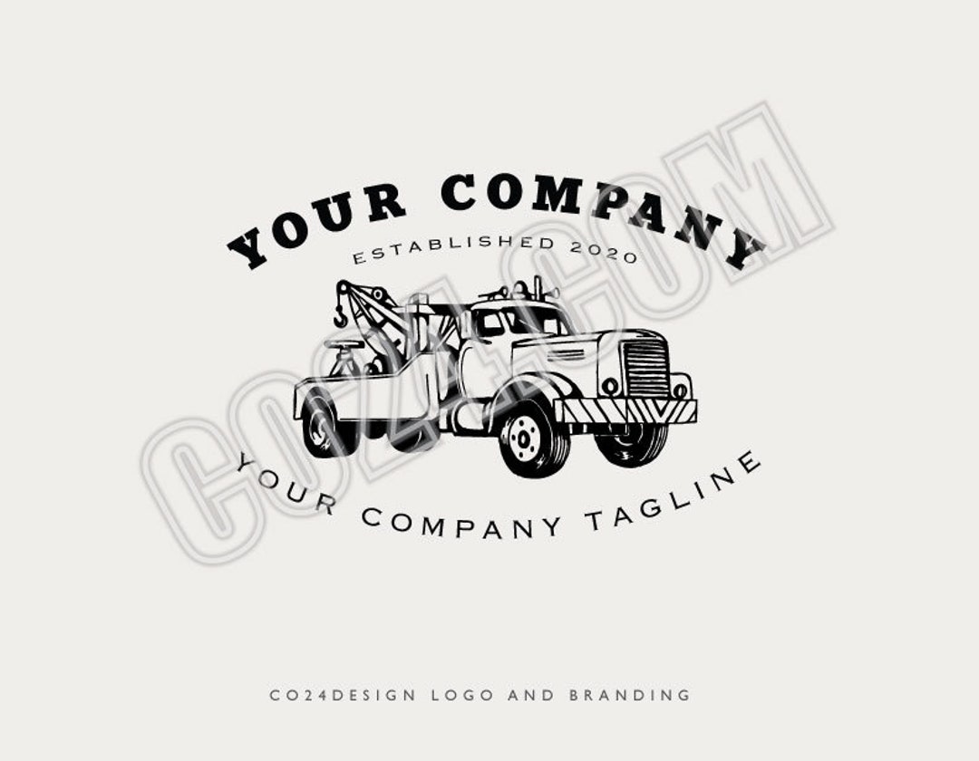 Auto Recovery Logo, Vintage Style Pre-made Logo, Vintage Tow Truck Logo ...