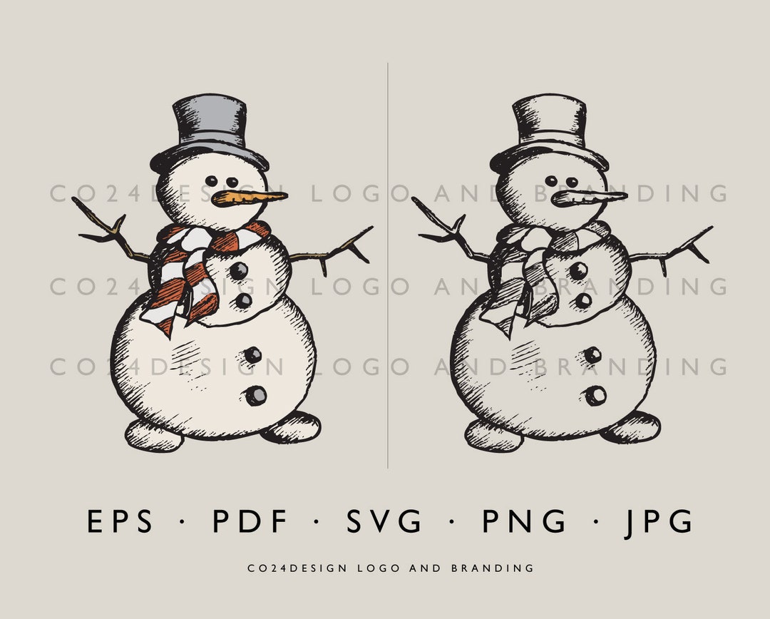 Schneemann Illustration, Handgezeichnetes Weihnachtsbild, Traditionelle ...