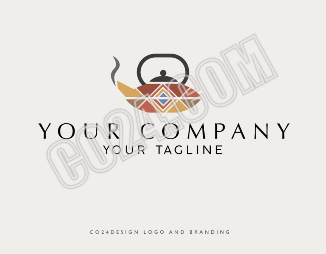 Asian Teapot Logo, Hot Tea Logo, Pre Made Asian Teapot Logo, Oriental ...