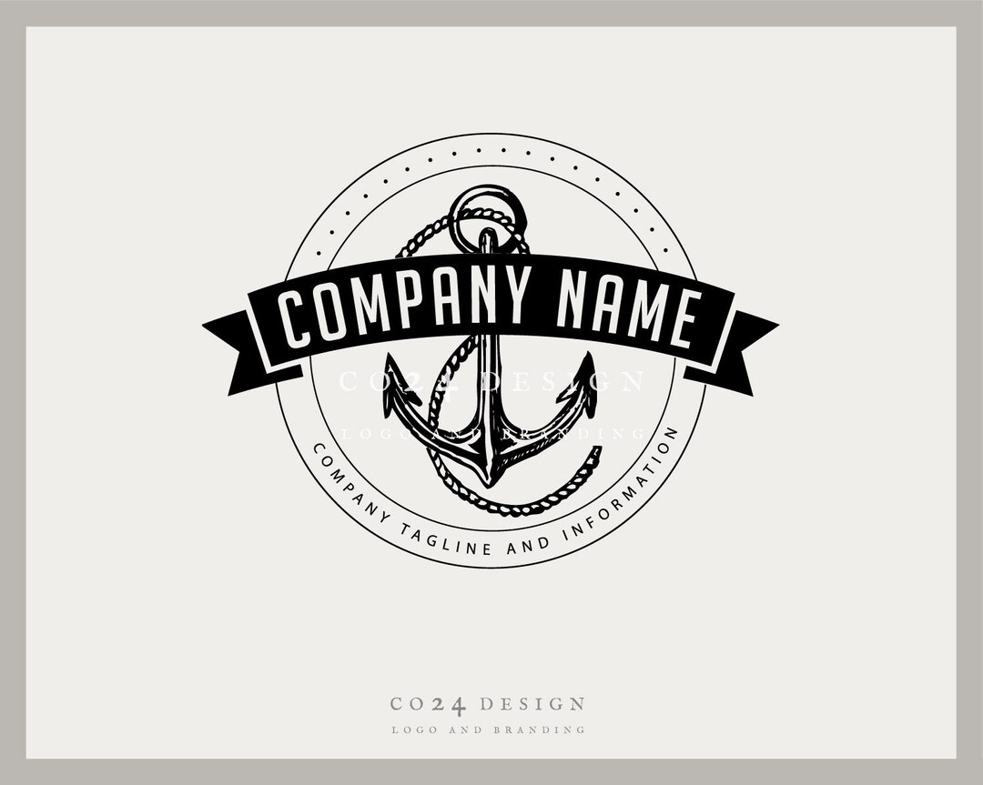 Anchor Logo Vintage Style Nautical Logo Hand Drawn Anchor - Etsy