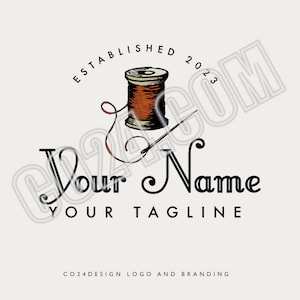 Sewing Logo, Needle and Thread Pre-made Logo, Seamstress or Tailors ...