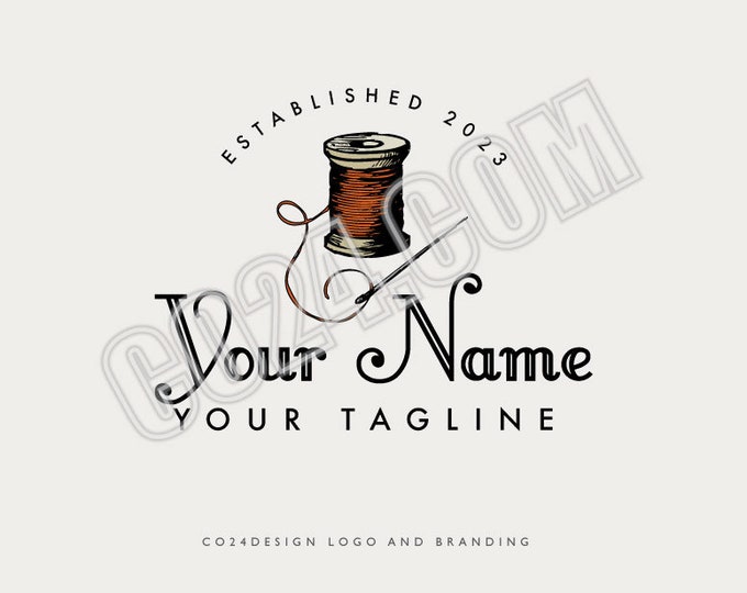 Sewing Business Logo Sewing Machine Logo Watercolor Sew - Etsy