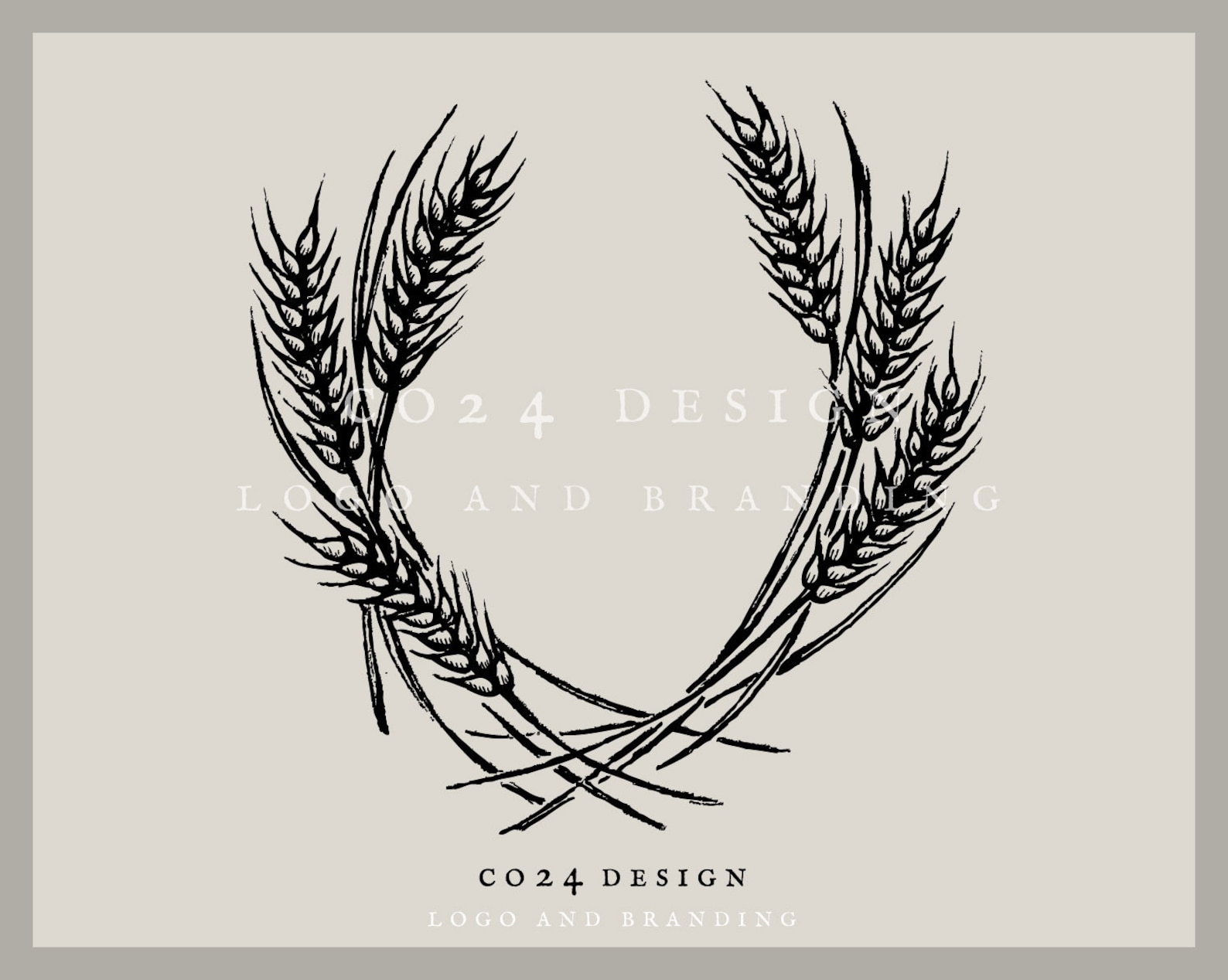 Wheat Wreath Hand Drawn Illustration Vintage Style - Etsy