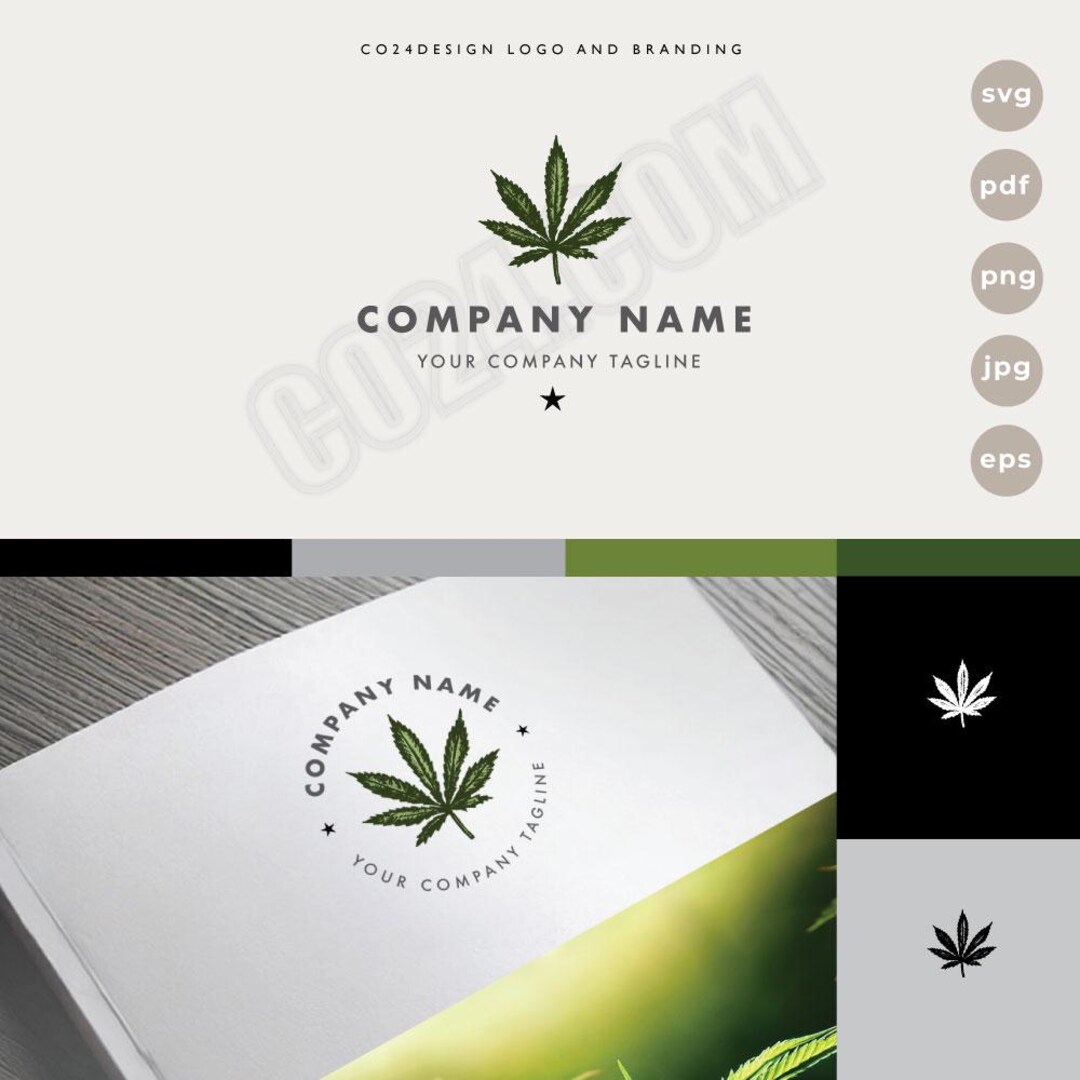 Marijuana Hemp Leaf Logo: Hand Drawn CBD Branding Design (eps, Svg ...