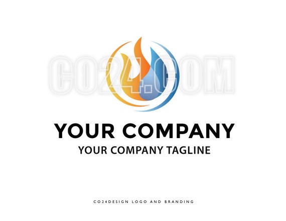 Fire and Water Logo Flame Drop Logo Plumbers Logo Plumbing - Etsy
