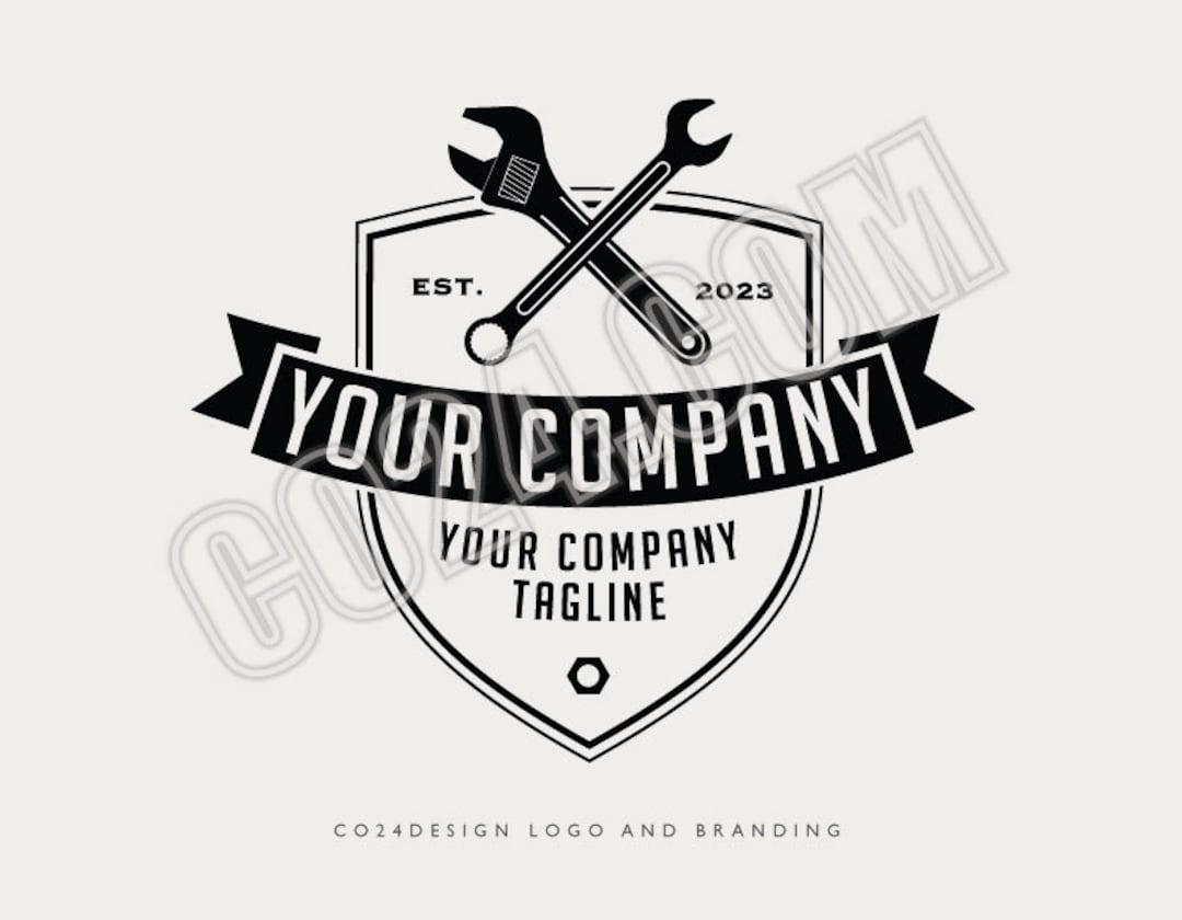 Auto Repair Shop Logo, Motor Mechanics Vintage Style Pre-made Logo ...