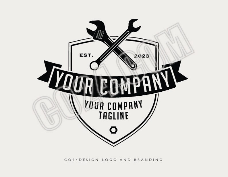 Auto Repair Shop Logo Motor Mechanics Vintage Style Pre-made - Etsy