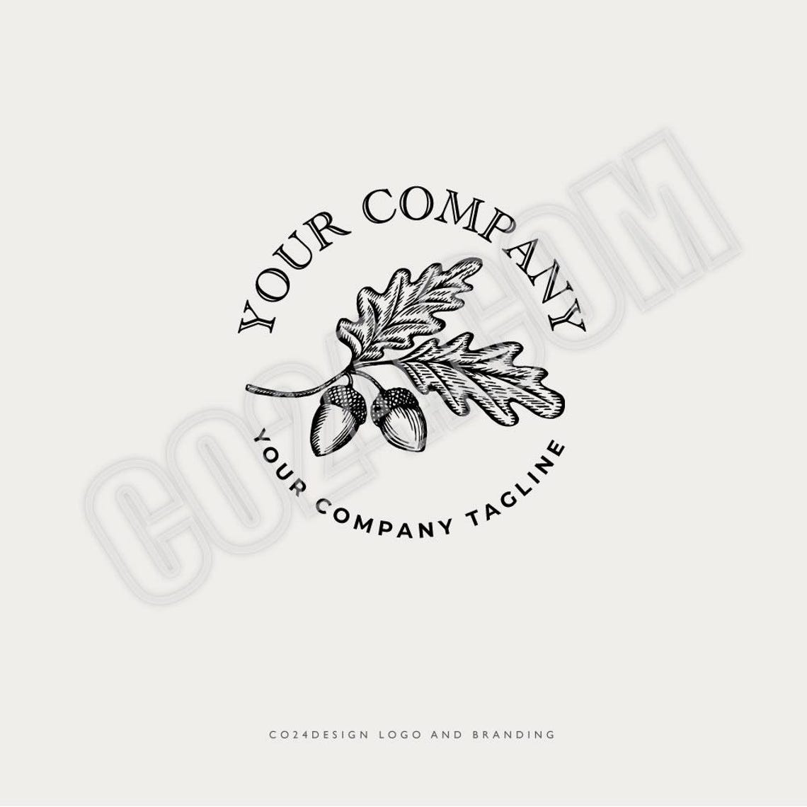 Oak Leaf Acorn Logo: Botanical Brand Design (eps, Svg, Jpeg, Pdf, Png ...