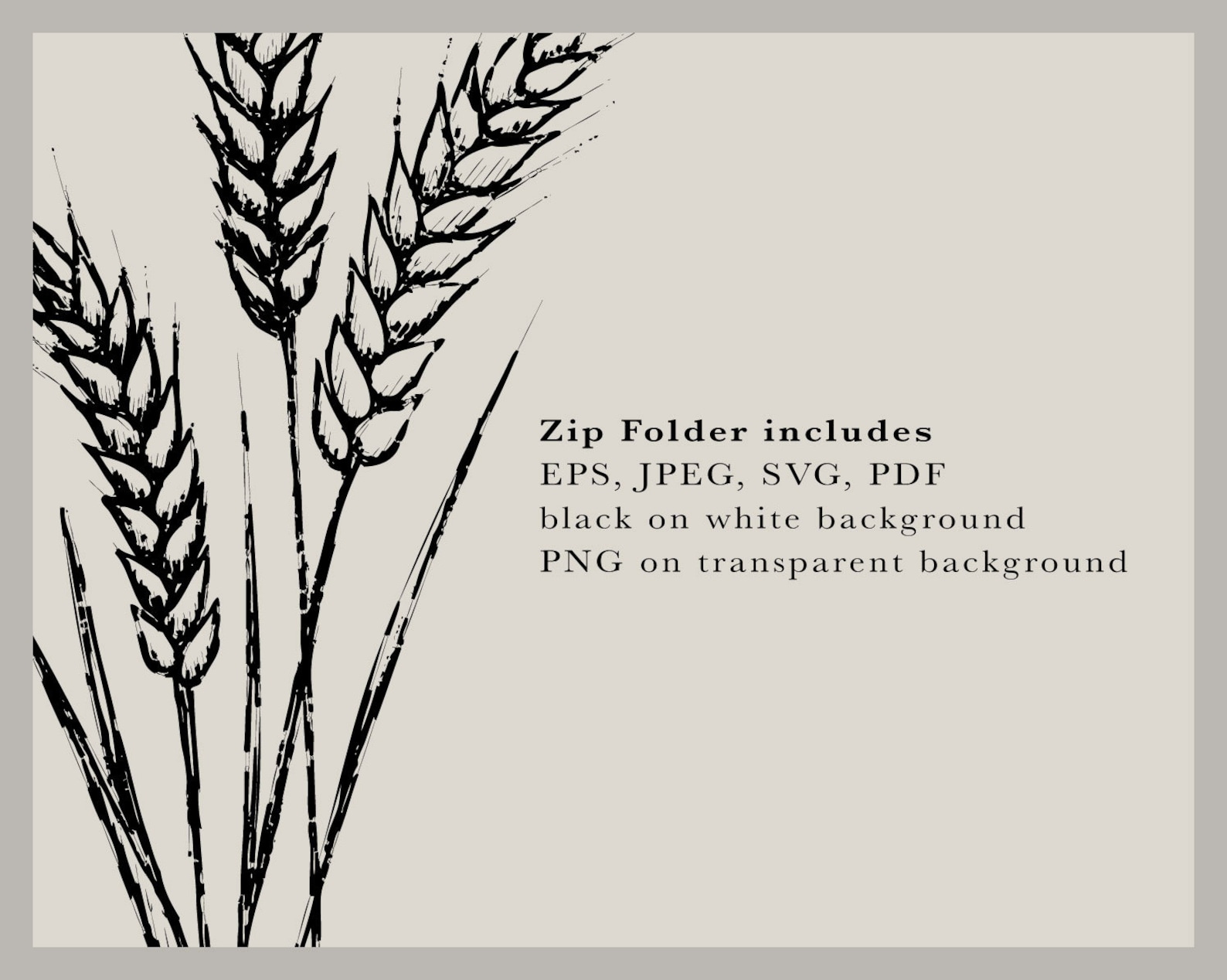 Wheat Sheaf Vintage Style Hand Drawn Illustration - Etsy