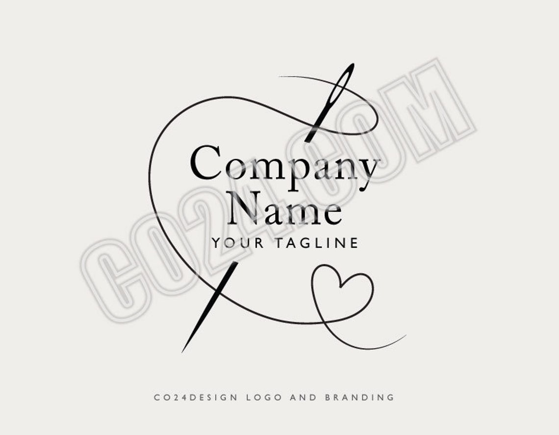 Needle and Thread Logo Sewing Heart Logo Vintage Stitching - Etsy UK