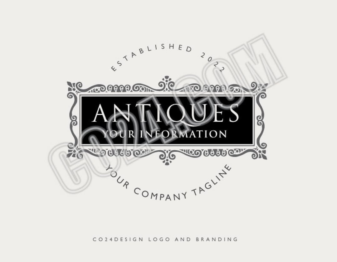 Antiques Logo, Pre-made Antique Dealer Logo, Vintage Style Shop Logo ...