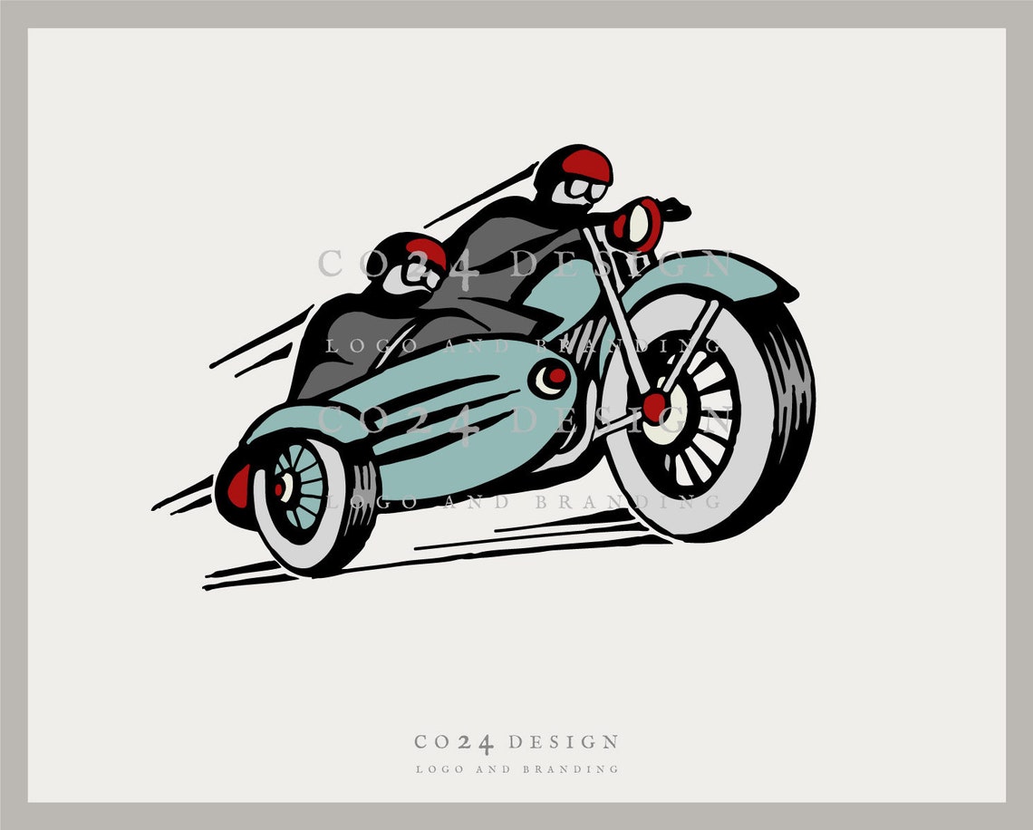 Sidecar Racing Illustration Motorcycle and Sidecar Art | Etsy