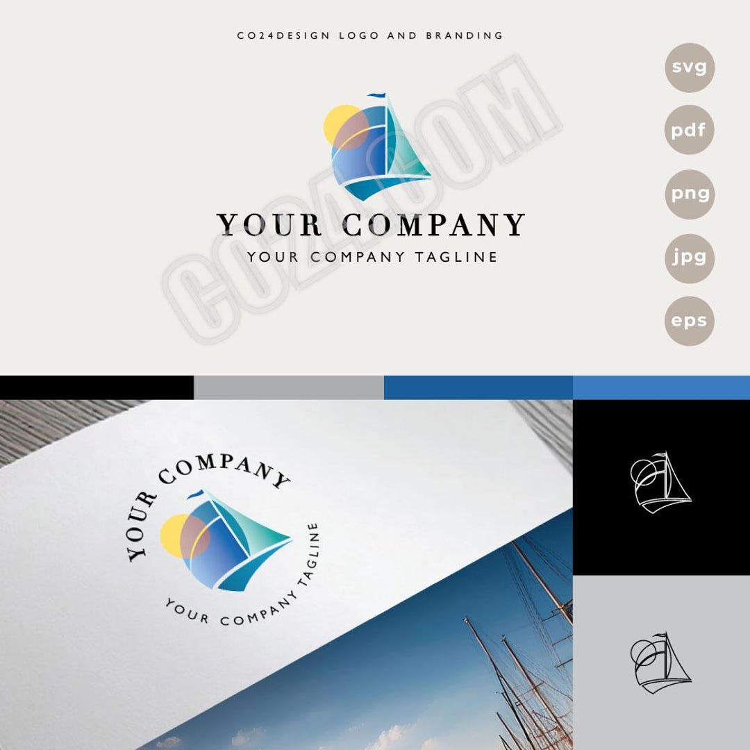 Personalized Sailing Boat Logo: Nautical Company Branding (eps, Svg ...