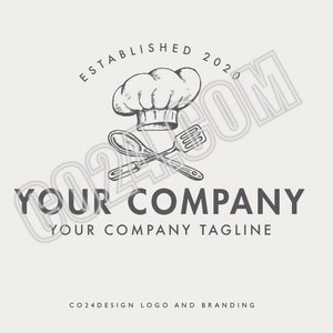 Chef Utensils Logo, Restaurant Premade Logo, Chef Hat, Toque, Cooking ...