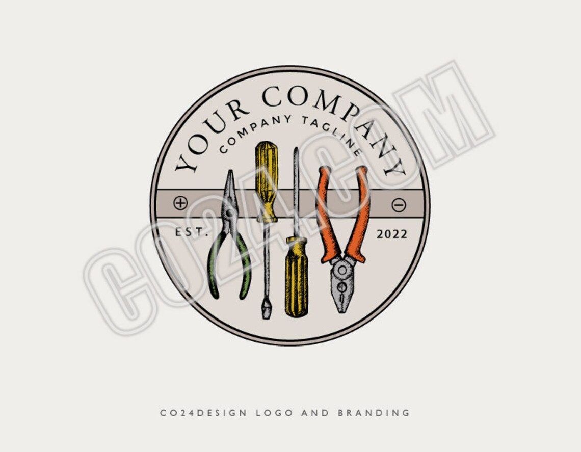 Electrician Pre-made Logo Vintage Style Design Electrical - Etsy