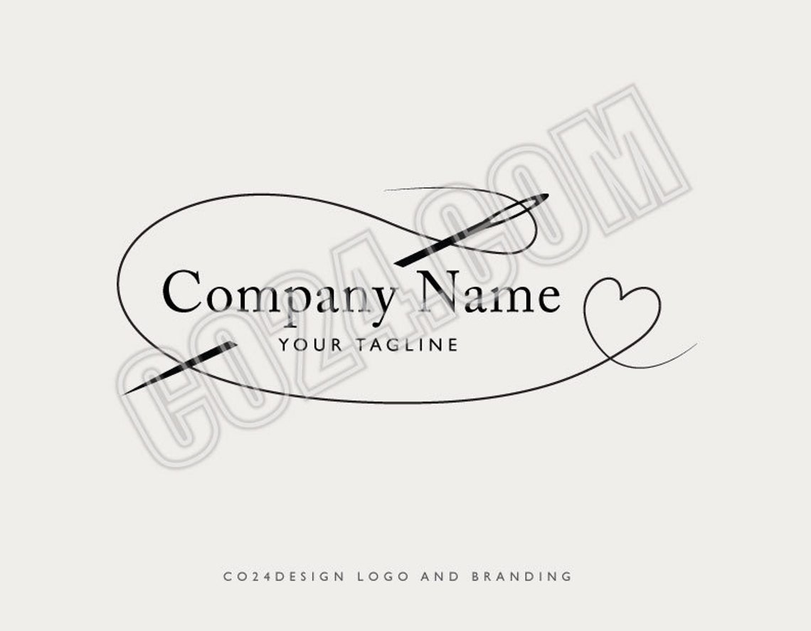 Needle and Thread Logo Sewing Heart Logo Vintage Stitching - Etsy UK