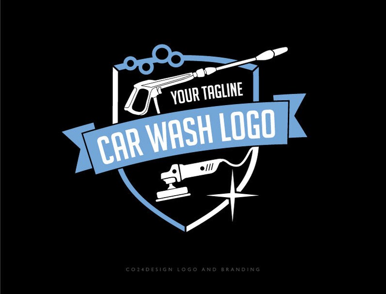 Auto Wash Logo Car Cleaning Shield Logo Vehicle Washing - Etsy